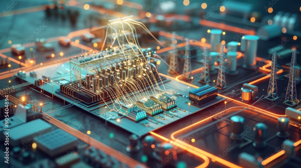 A detailed diagram of a smart grid system, highlighting the flow of ...