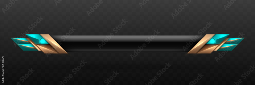 Game Title Lower Third Banner with Teal Blue and Golden Borders for ...