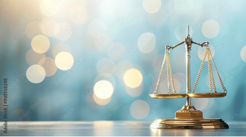 Balanced scales with accounting ledgers and industry tools on each side ...