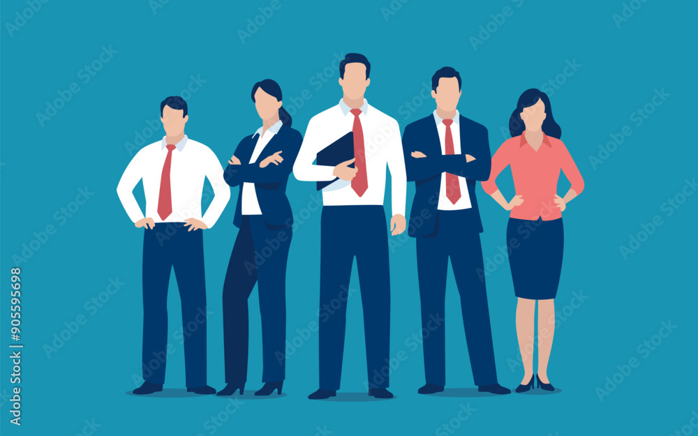 Successful team of five people. Business vector illustration. の Stock ...