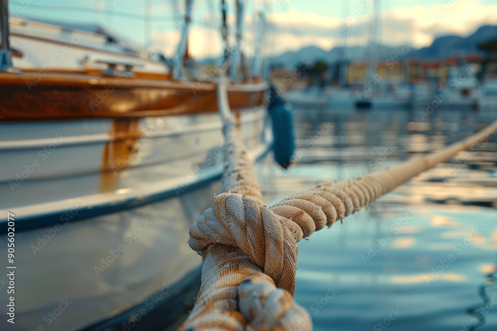 Maritime Mooring Ropes Securing Vessels at the Port, Emblematic of ...