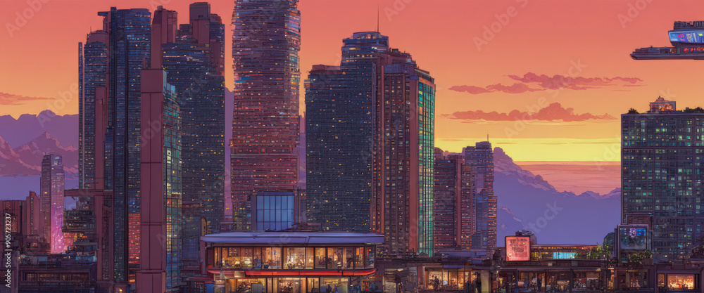 80s | Retro | Futuristic | Lo Fi | Cityscape | Sunrise | Seasonal ...