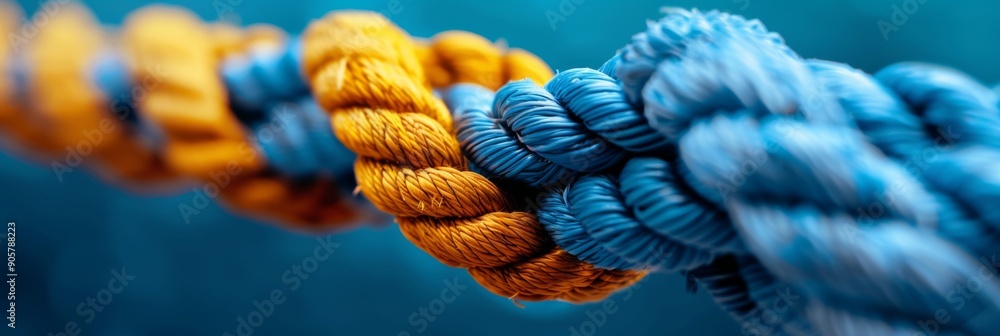 Leadership in Management Depicted as a Leader Organizing Assorted Ropes ...