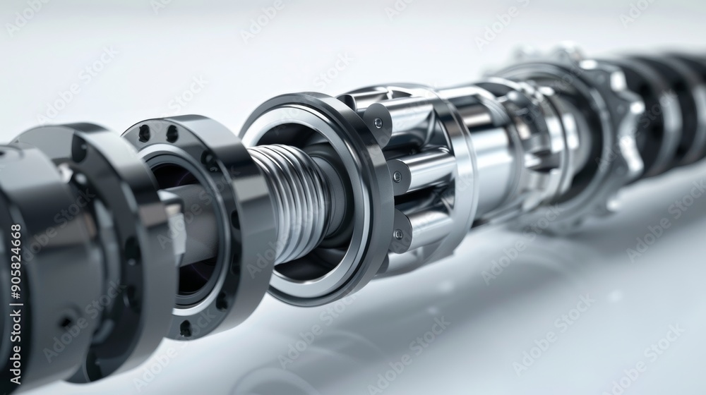 A tightly coiled and compact drive shaft is shown in extreme detail ...