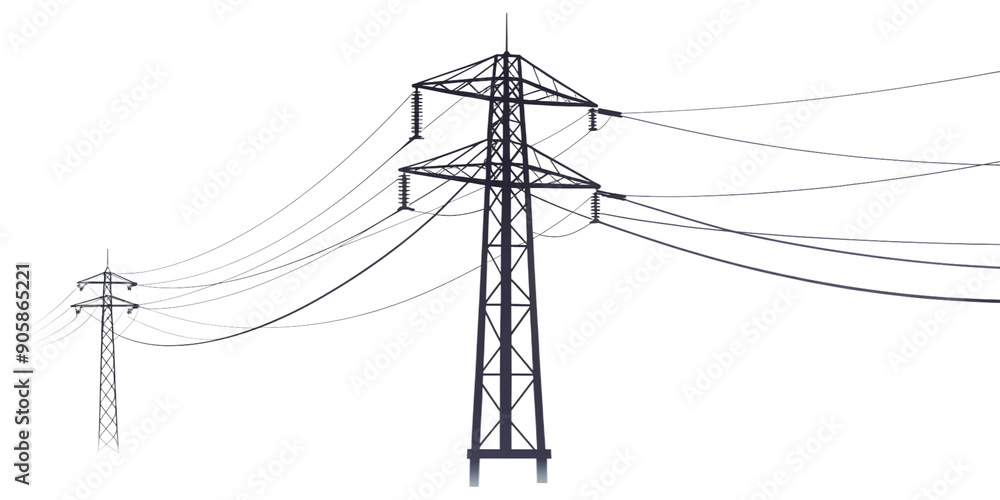Electric Power Line on a Transparent Background – Ideal for Utility and ...