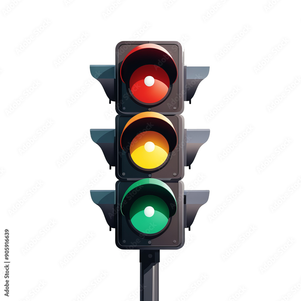 Vector cartoon traffic light on transparent background, PNG resource ...