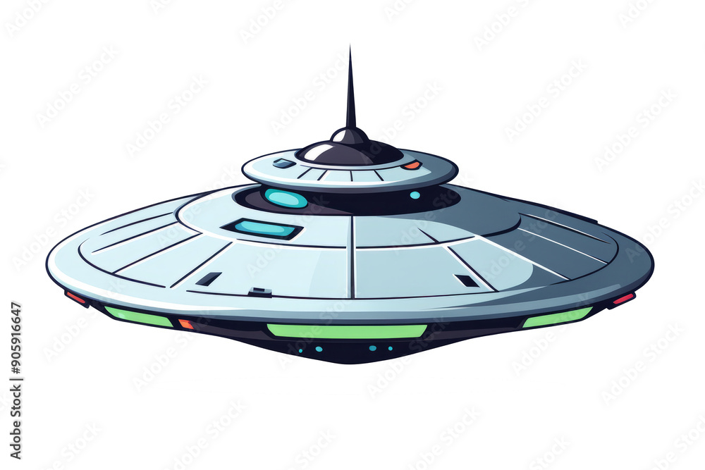 Vector UFO alien round futuristic space ship on transparent background ...