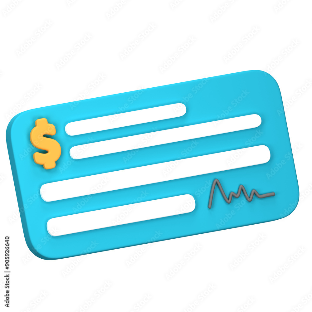 Bank Cheque 3D Illustration for uiux, web, app, presentation, etc Stock ...