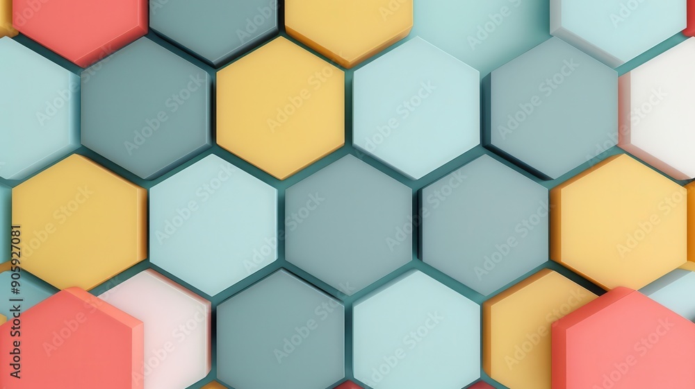 3D hexagons creating an optical illusion, 3D optical, visual trickery ...