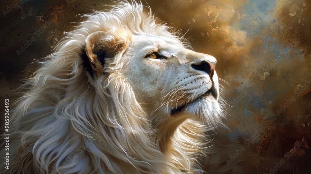 Majestic white lion ruler of felines Stock Illustration | Adobe Stock