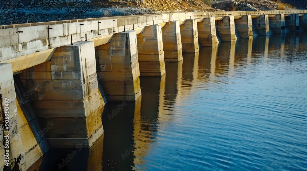 Reservoir Water Levels Visualized Through Dam Markings Over Time Stock ...