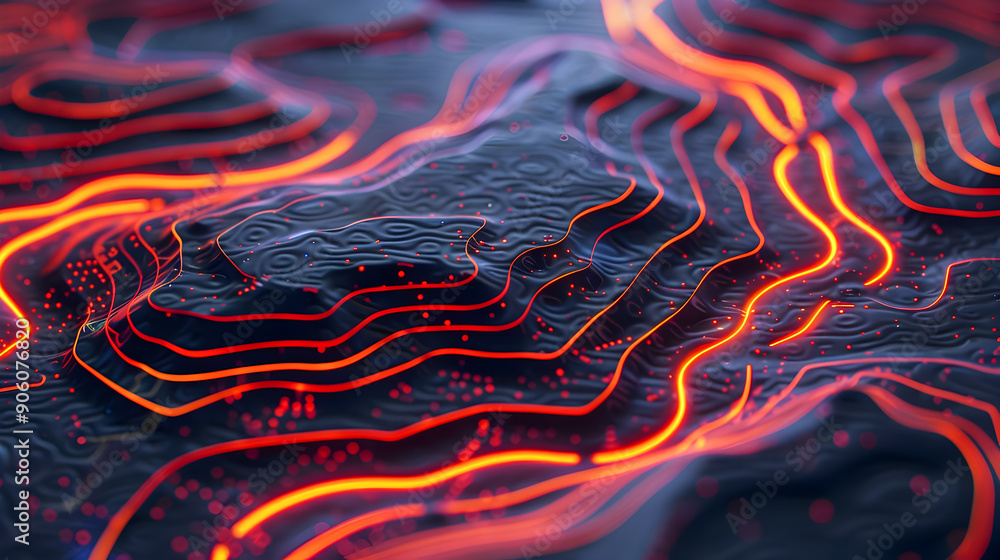 Stunning abstract digital depicting a futuristic topographic map with ...
