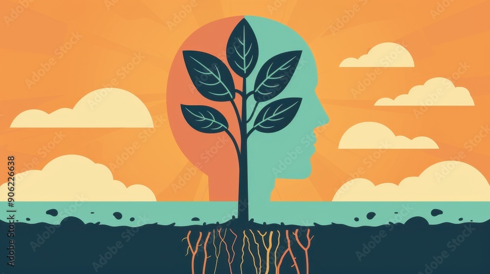 Ilustración de Stock Healthy Mindset: Embrace a growth mindset that ...