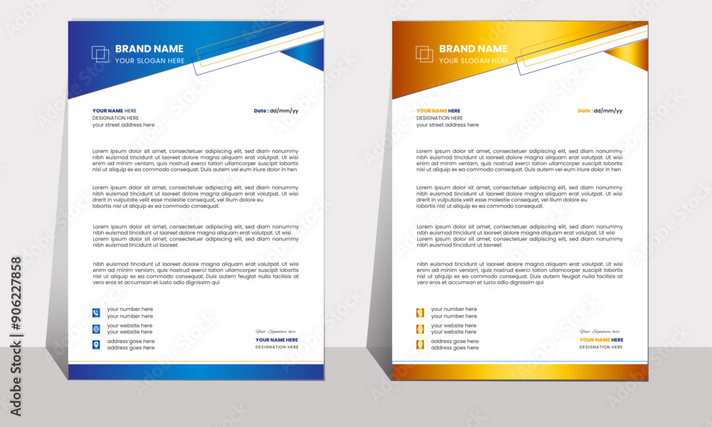business corporate letterhead design template. two modern letterhead ...