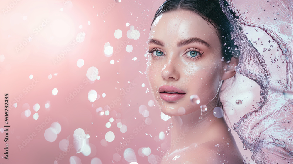 Radiant Model with Glowing Dewy Skin Displaying Manganese Extracts in a ...