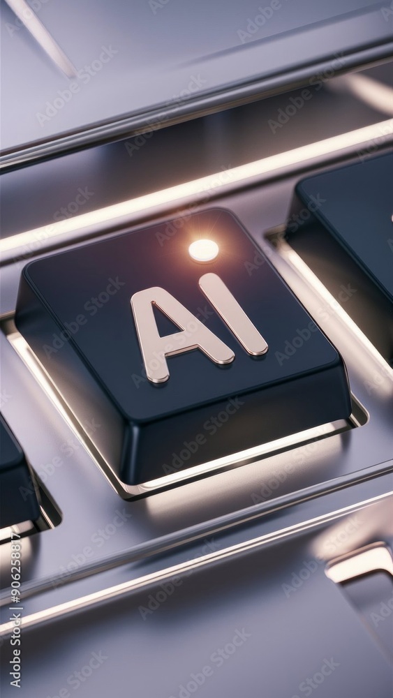 AI I Artificial Intelligence concept: Close up computer key with AI word and symbol ...