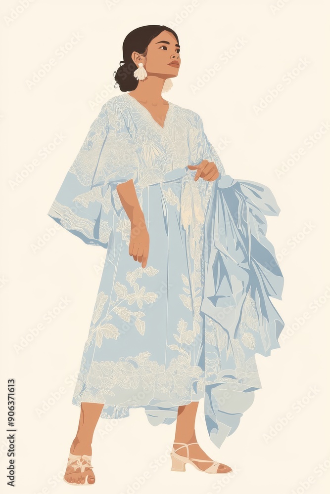 Minimalism illustration, a Filipino woman, wearing a baro't saya in ...