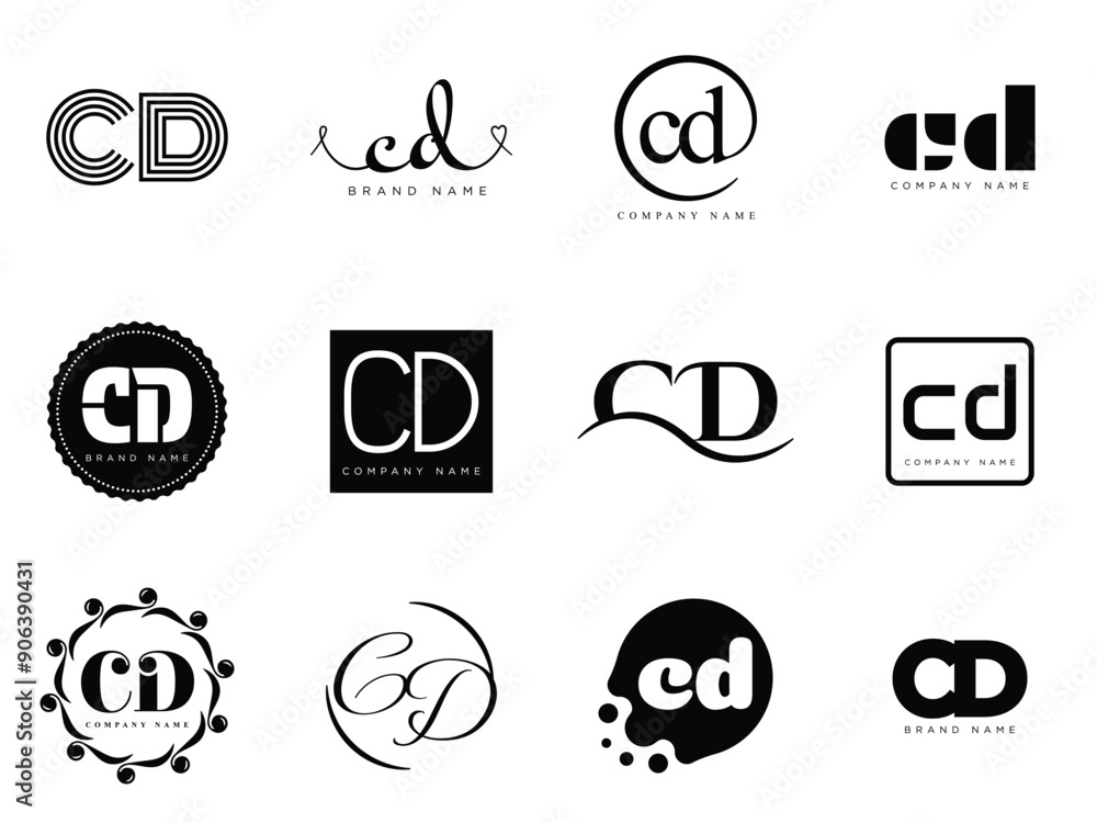 CD logo company template. Letter c and d logotype. Set different ...