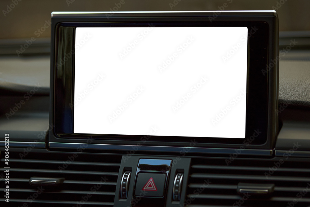 Monitor in car isolated blank screen for navigation maps and GPS ...