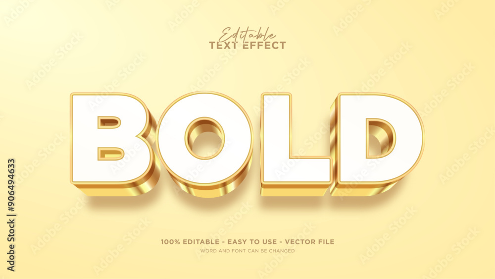 Editable gold 3d text effect, luxury text style effect Stock Vector | Adobe Stock