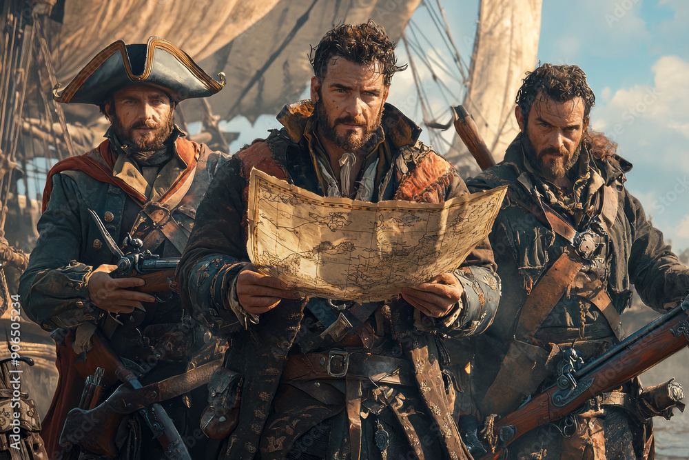 Explorers of the New World: Three Conquistadors Armed with Maps and ...