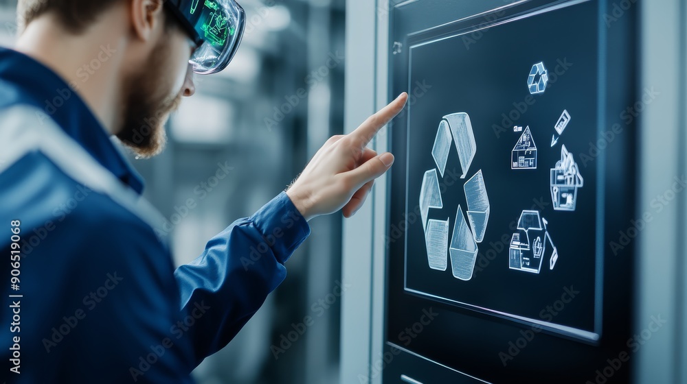 Smart waste management, augmented reality control panel, high-tech ...