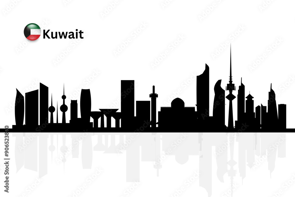 Kuwait skyline, Kuwait cityscape, Kuwait skyscraper buildings vector ...