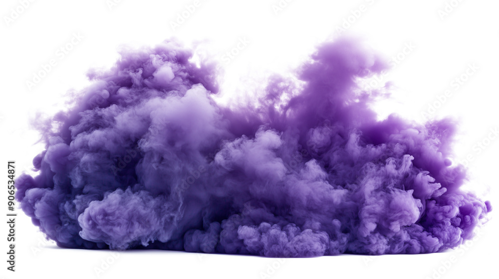 Bright purple smoke cloud isolated on white background, Purple color ...