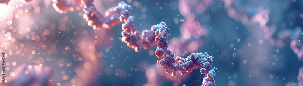 Transcription of DNA to mRNA, microscopic view, illustrating the first ...