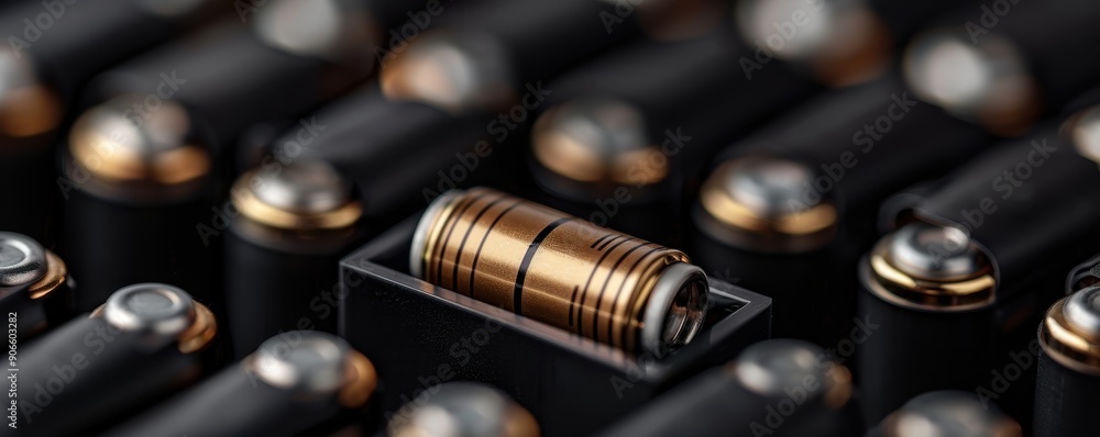 Detailed image of various battery cells stored together, highlighting ...