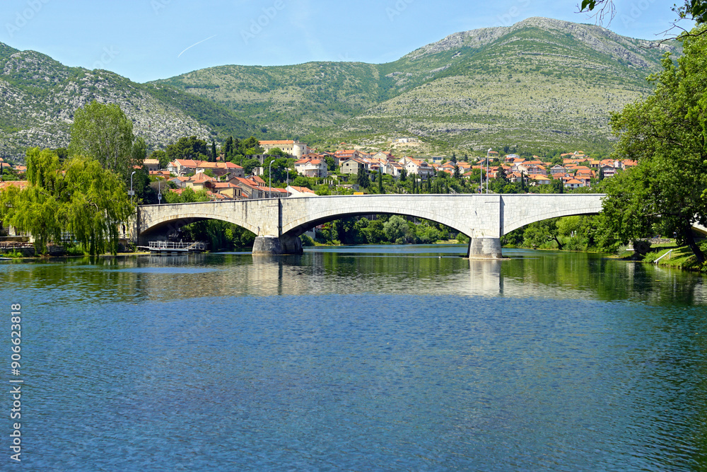 View towards the Stone Bridge (Kameni most) in Trebinje. Beautiful ...