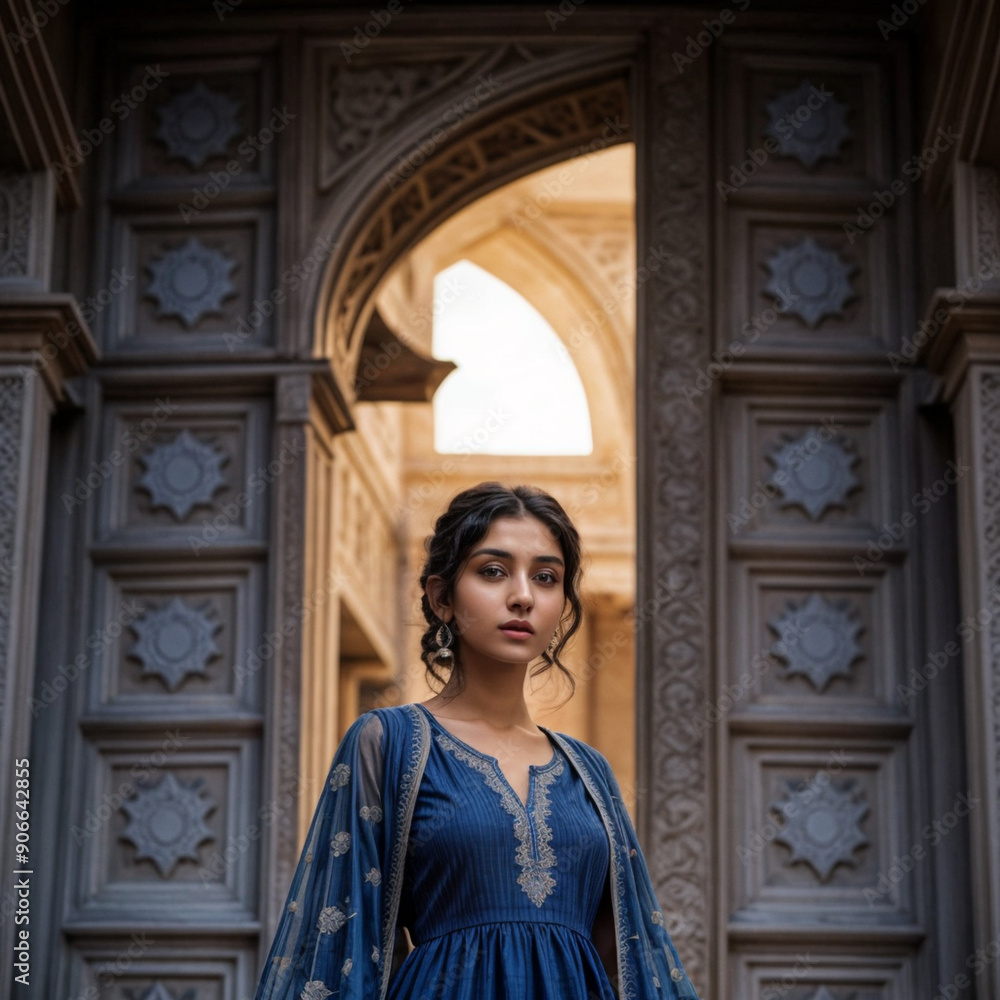 Pakistani Girl Posing Camera background Old and Heritage Building Stock ...