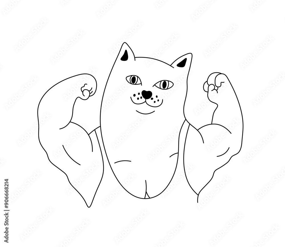 Vector isolated jock bodybuilder cat ripndip colorless black and white ...