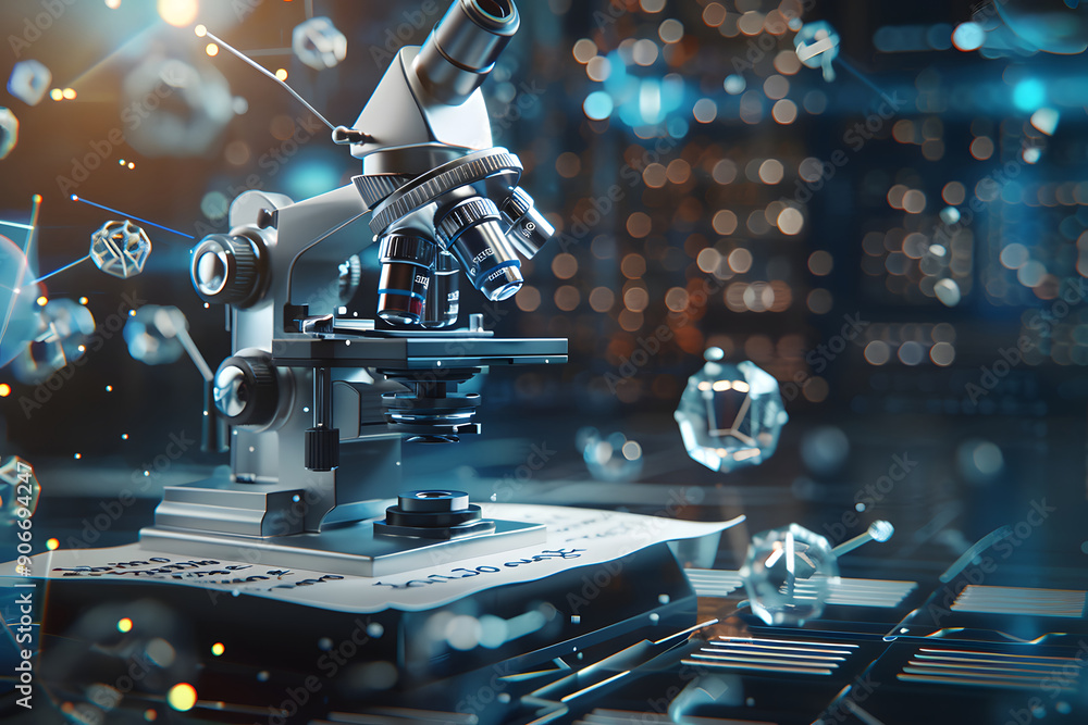 Digital microscope with binary code, AI in scientific research, image analysis algorithms ...