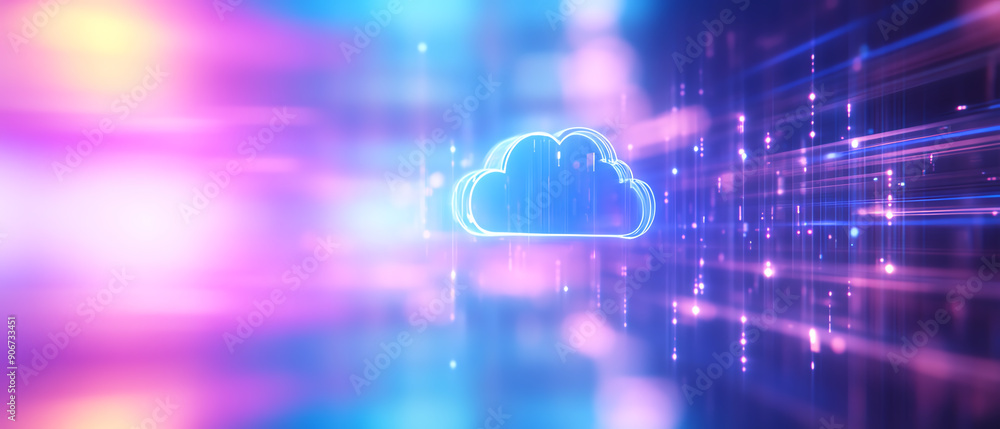 3D visualization of a serverless cloud architecture, represented by ...