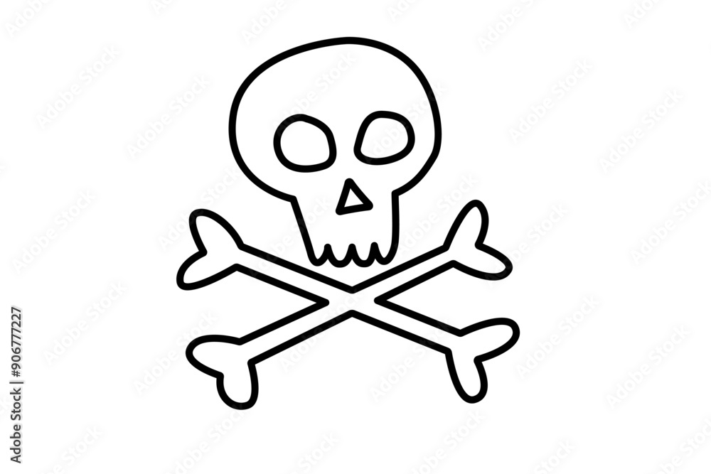Skull and crossbones outline cartoon icon. Clipart image isolated on ...