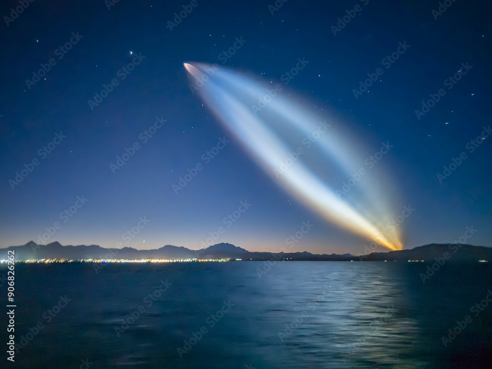 SpaceX Starlink Falcon 9 rocket launch as seen from the National ...