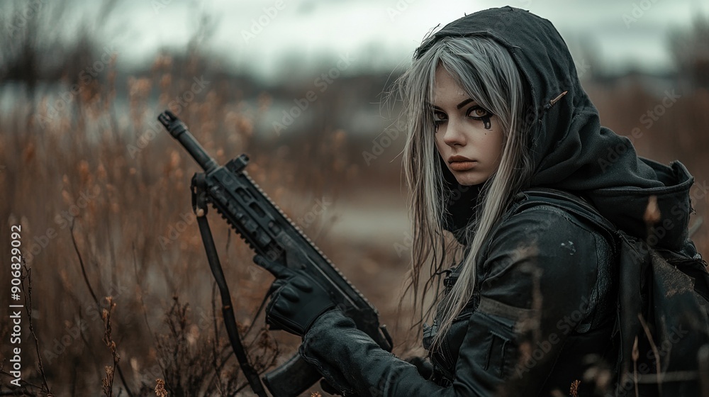 Warrior woman character carry weapons during disasters to survive ...