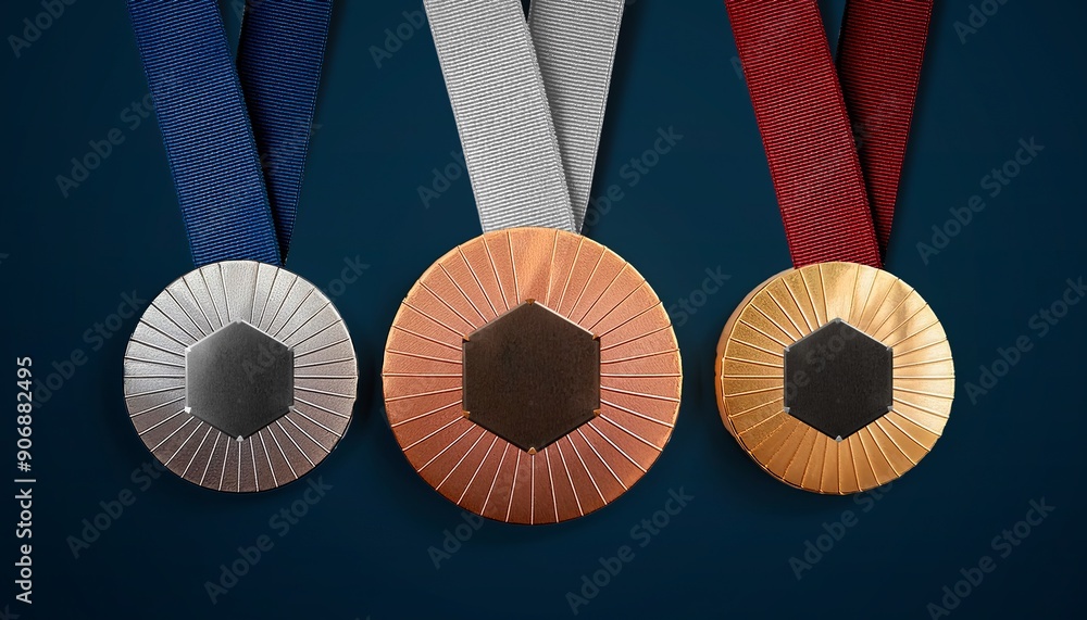 3 Olympic Medals of Gold, Silver, and Bronze Inspired by Paris 2024 ...