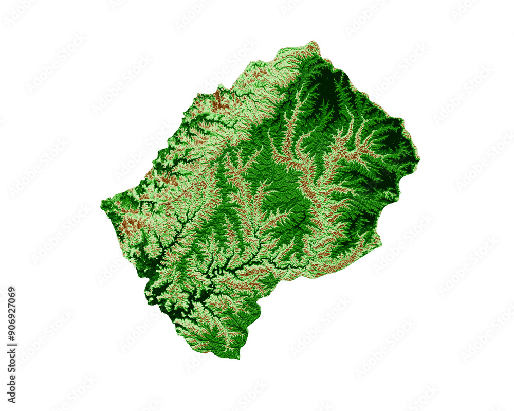 Lesotho Topographic Map 3d realistic map Color 3d illustration Stock ...