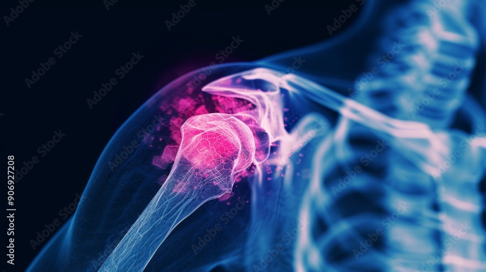 An MRI scan image of a shoulder displaying a rotator cuff tear Stock ...