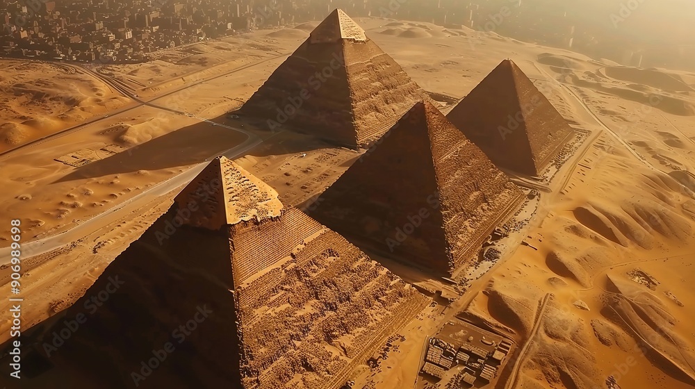 Aerial top down view of Giza Pyramid Complex also called Necropolis is ...