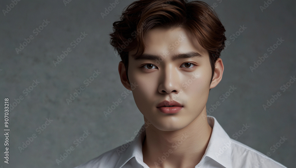 Famous asian beauty male actor perfect korean appearance kpop idol stylish clothes attire look ...