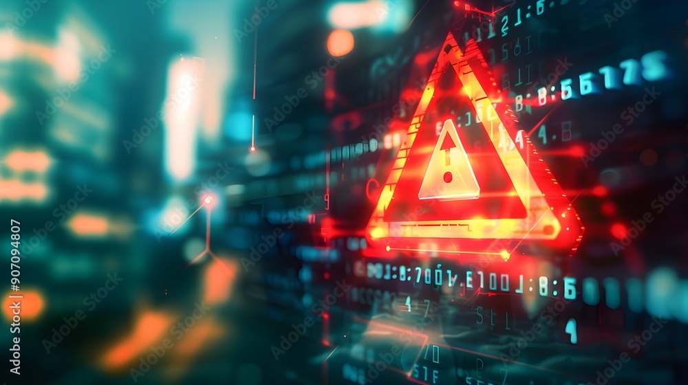 Cyber security alert concept. System hacked warning alert due to hacker attack on computer ...