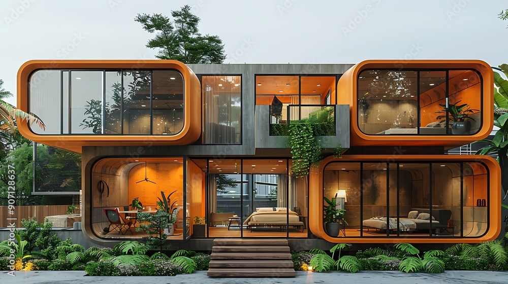 Engineers using 3D technology design modular construction units Stock ...