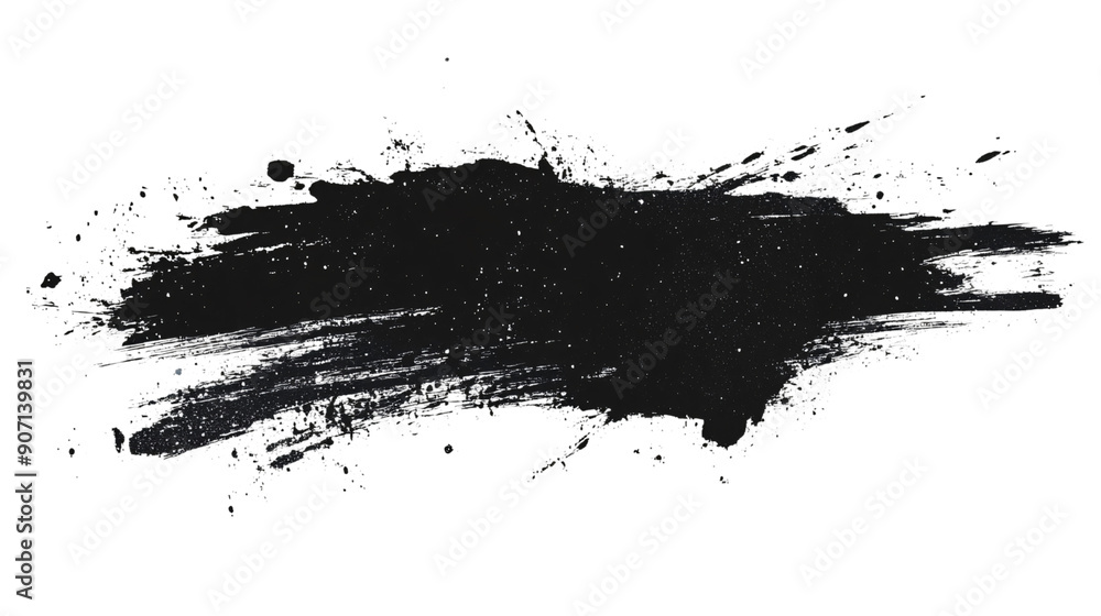 Black stroke messy on a transparent background. Abstract ink blots ...