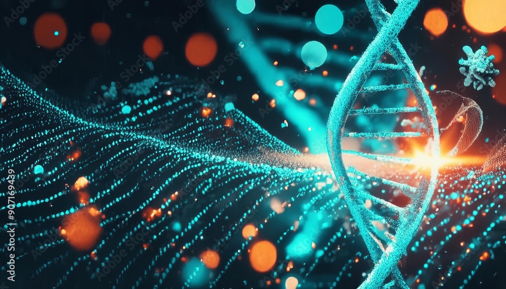 The intricate double helix structure of DNA strands showcases the ...