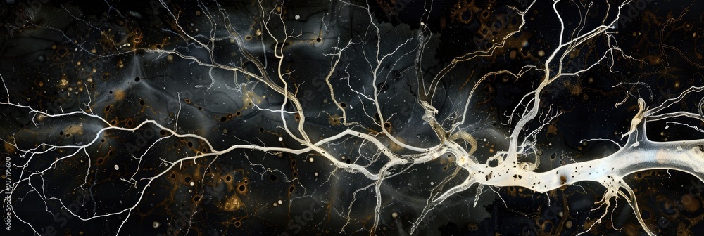 Axons of motor neurons in spinal cord stained with Cajal s silver ...