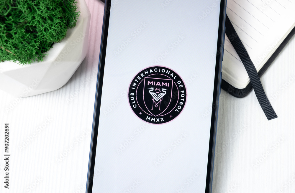 New York, USA - 1 August 2024: Inter Miami Logo on Phone Screen, Sports ...