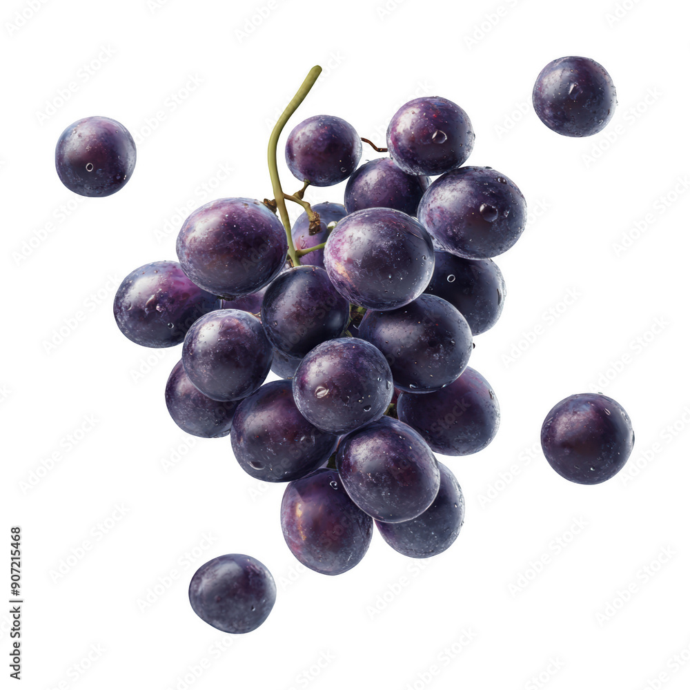 Foto de Stock Bunch Of Grapes With Floating Individual Grapes On ...